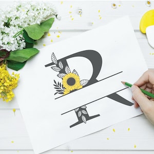 30 Sunflower Monogram Letters SVG, Floral Alphabet Svg, Flower Alphabet ...