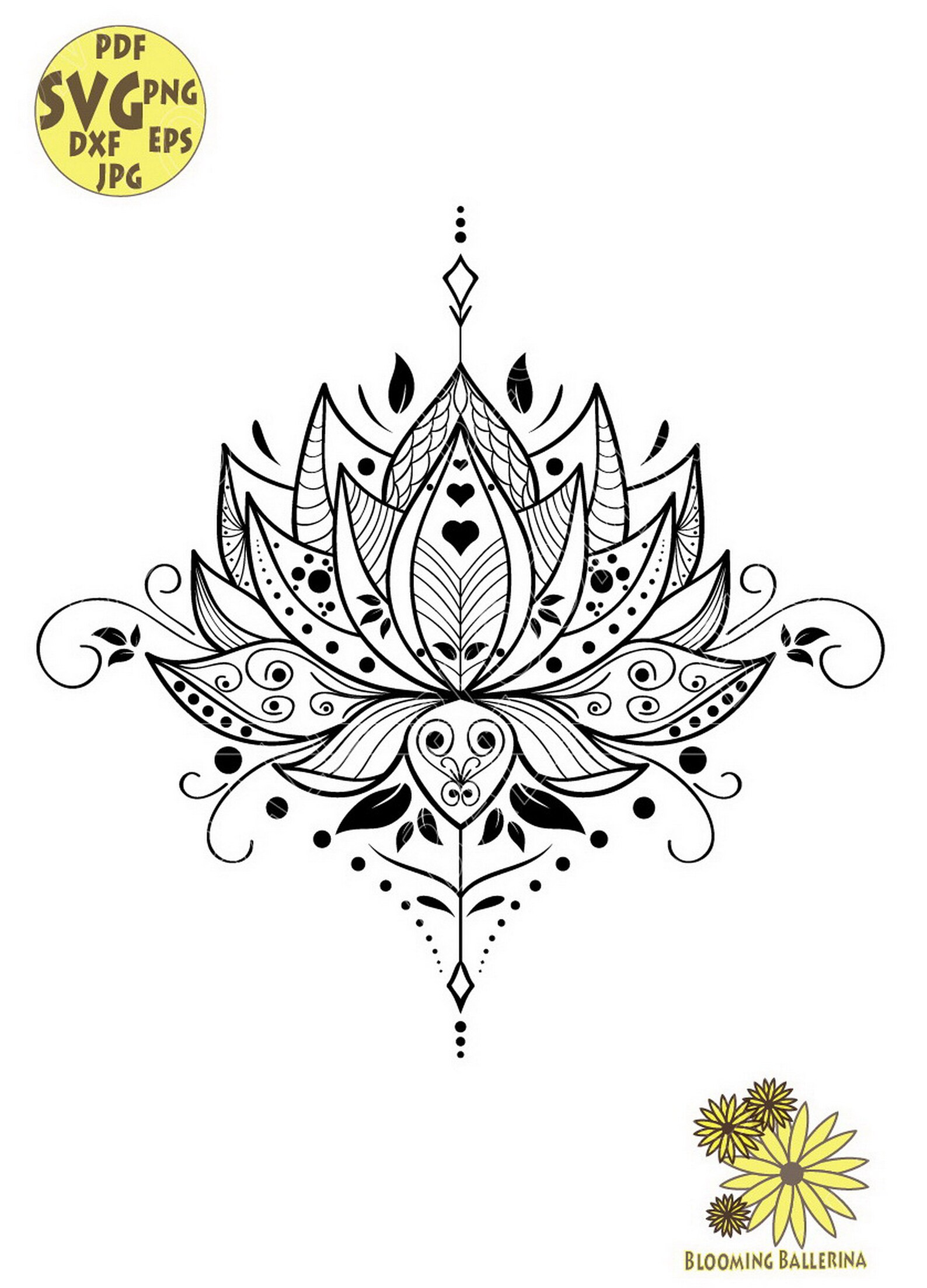 Geometrical Zentangle Lotus Svg File Lotus Flower Svg Tattoo - Etsy