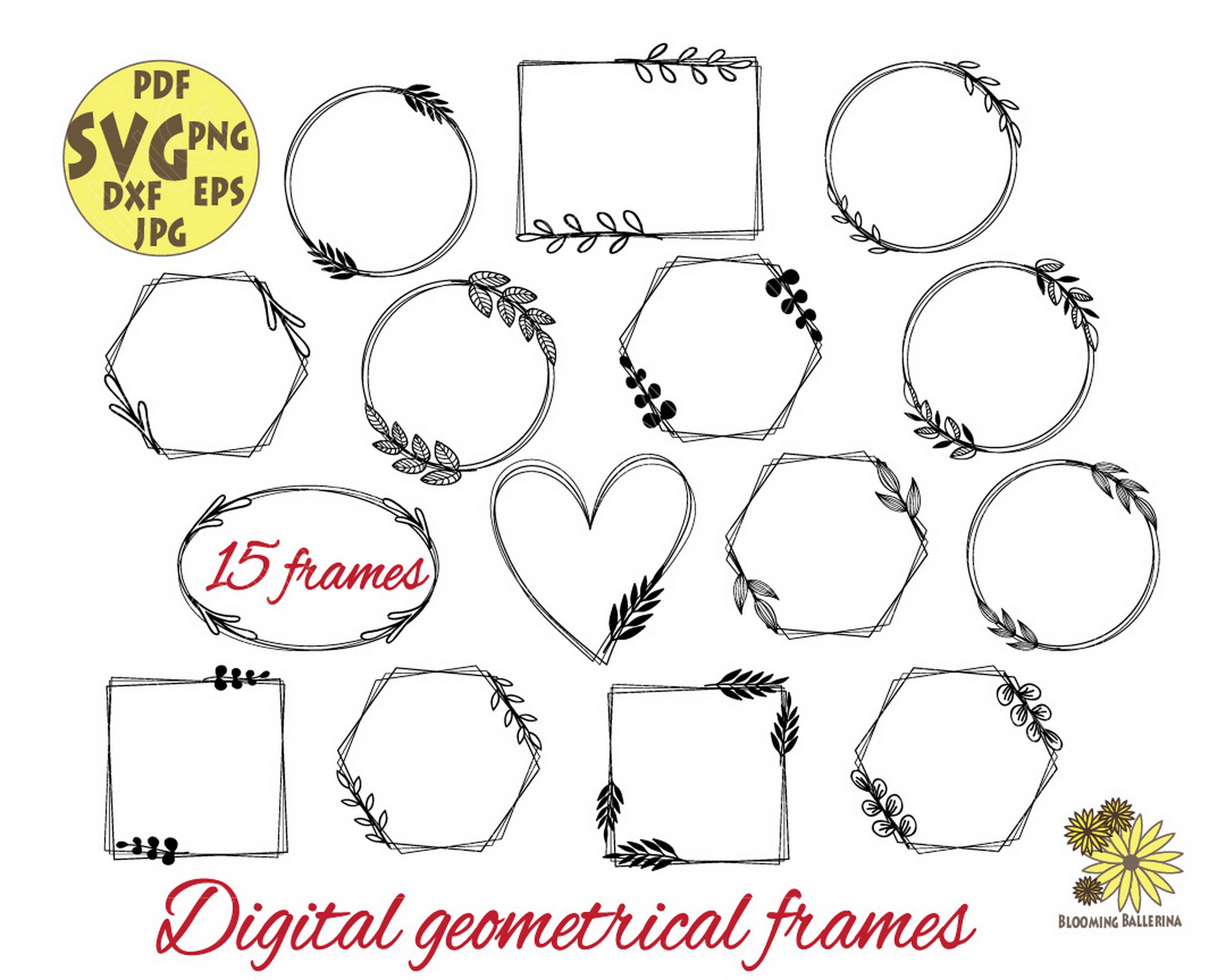 Frames Svg Bundle Leaves Svg Botanical Svg Round Frame - Etsy UK