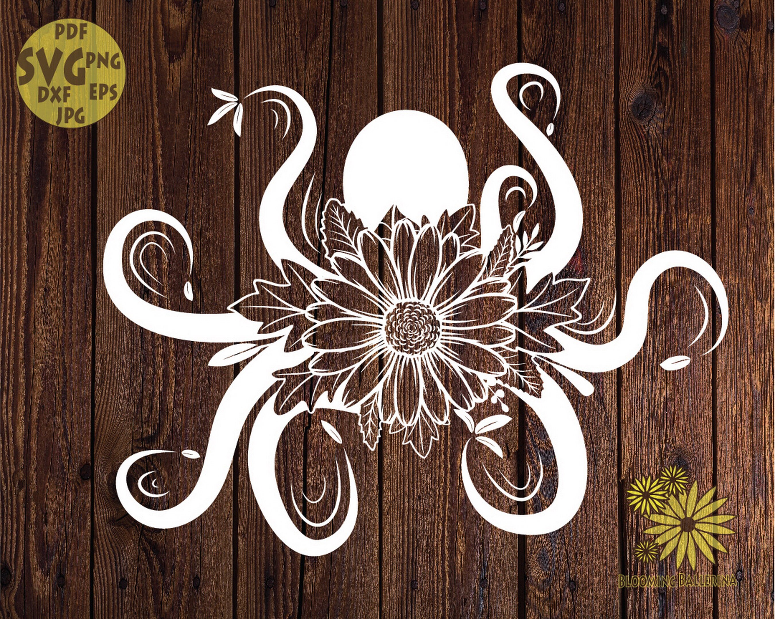Octopus Svg Daisy Svg Flower SVG Floral Octopus SVG | Etsy