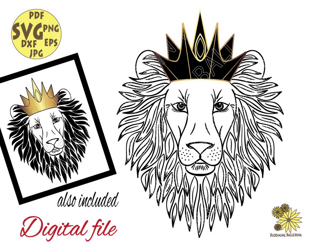 King Lion Svg, Lion Svg, Lion With Crown Svg, Lions Svg Bundle Digital ...