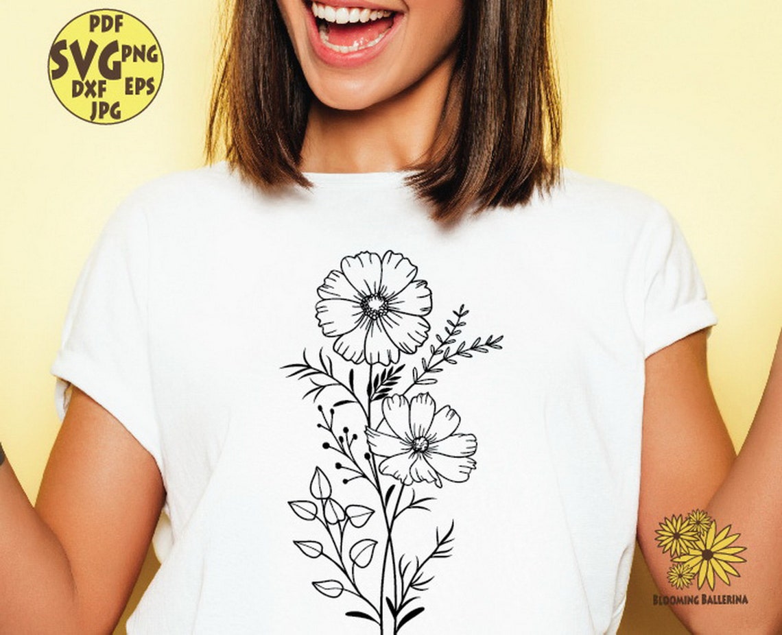 Cosmos Flower Bouquet Svg File, October Birth Flower Svg, Libra Svg ...