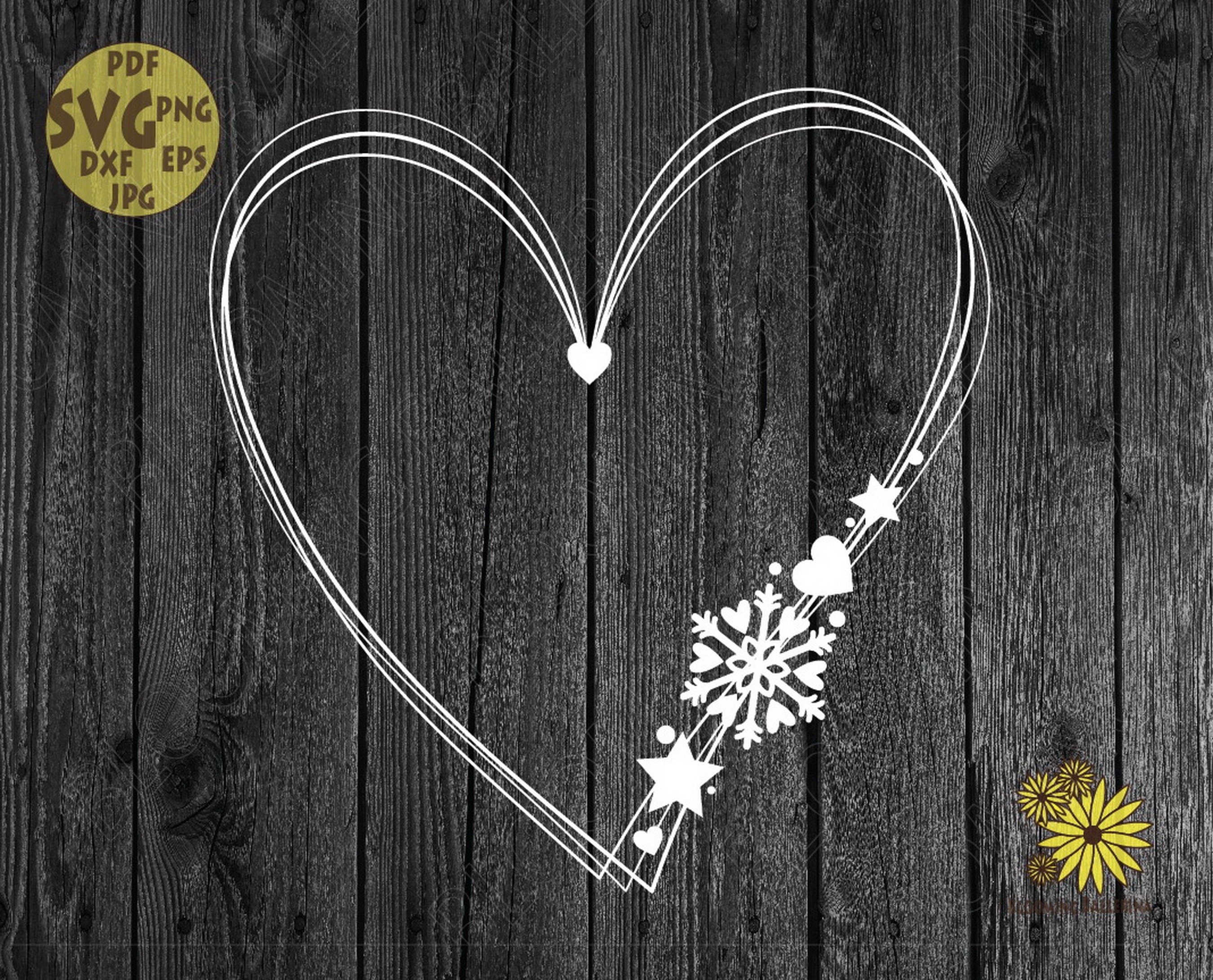 Christmas Frame Svg Heart Shape Frames Svg Frame Snowflakes - Etsy UK