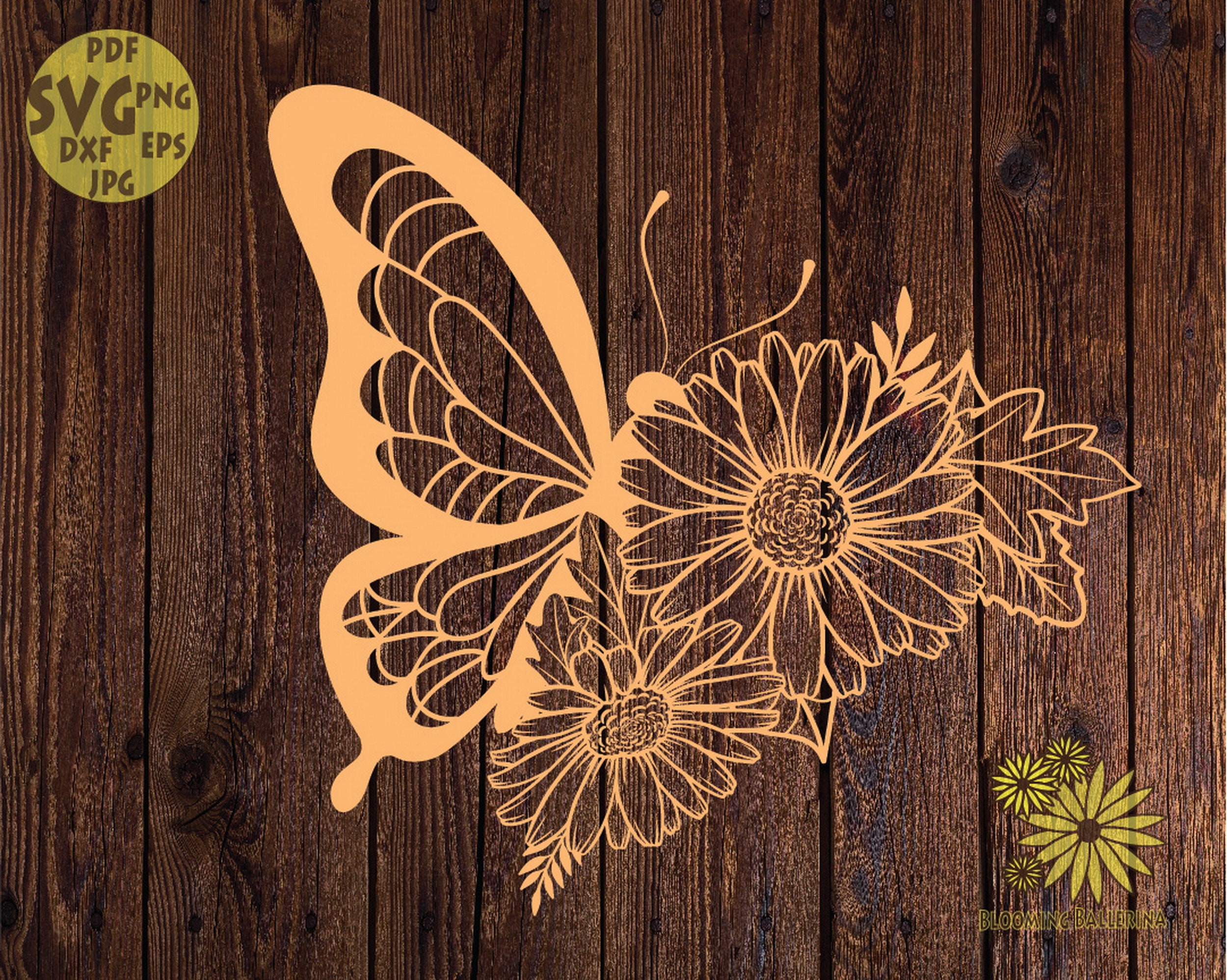 Daisies Butterfly svg Monarch butterfly Floral Svg Daisy | Etsy