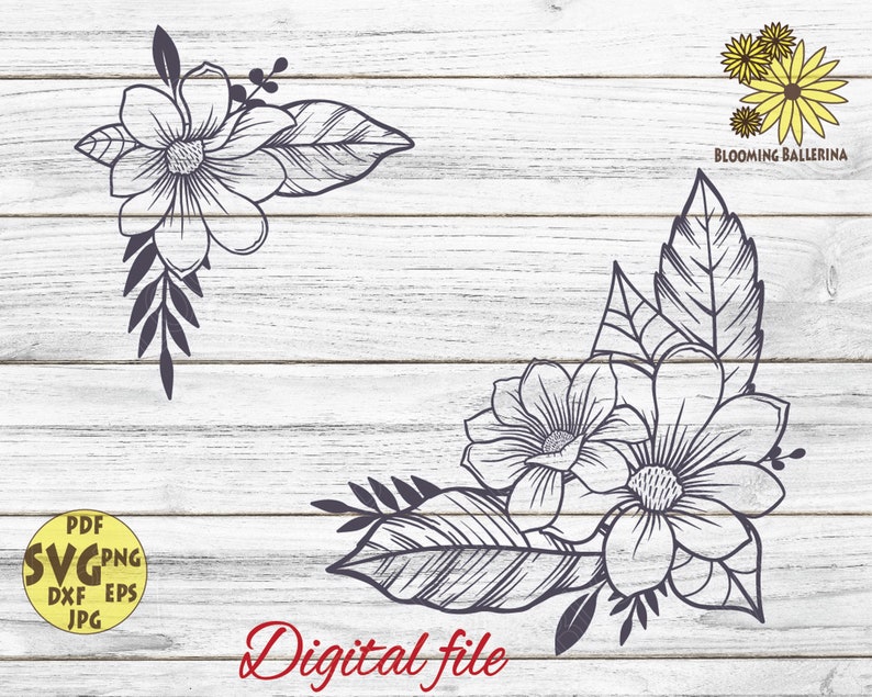 Magnolia Svg, Floral Border Svg, Floral Corners Svg, Magnolia Svg ...