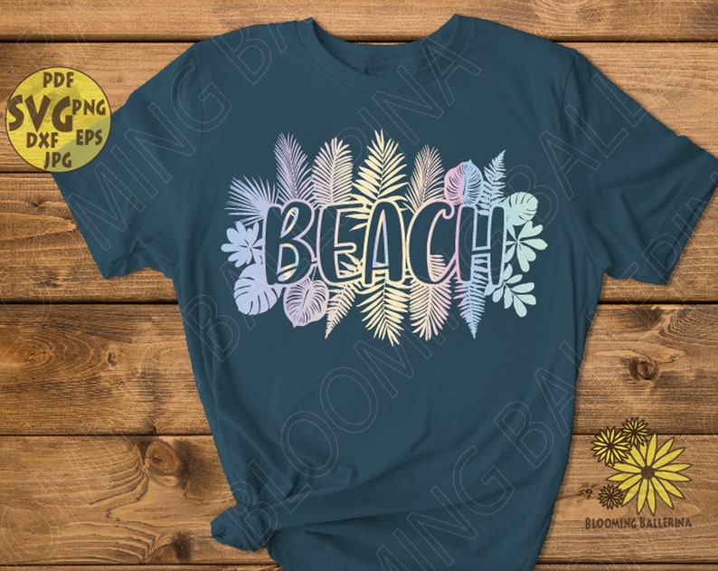 Beach Word Tropical Leaves Svg Beach Svg Beach Life Svg - Etsy