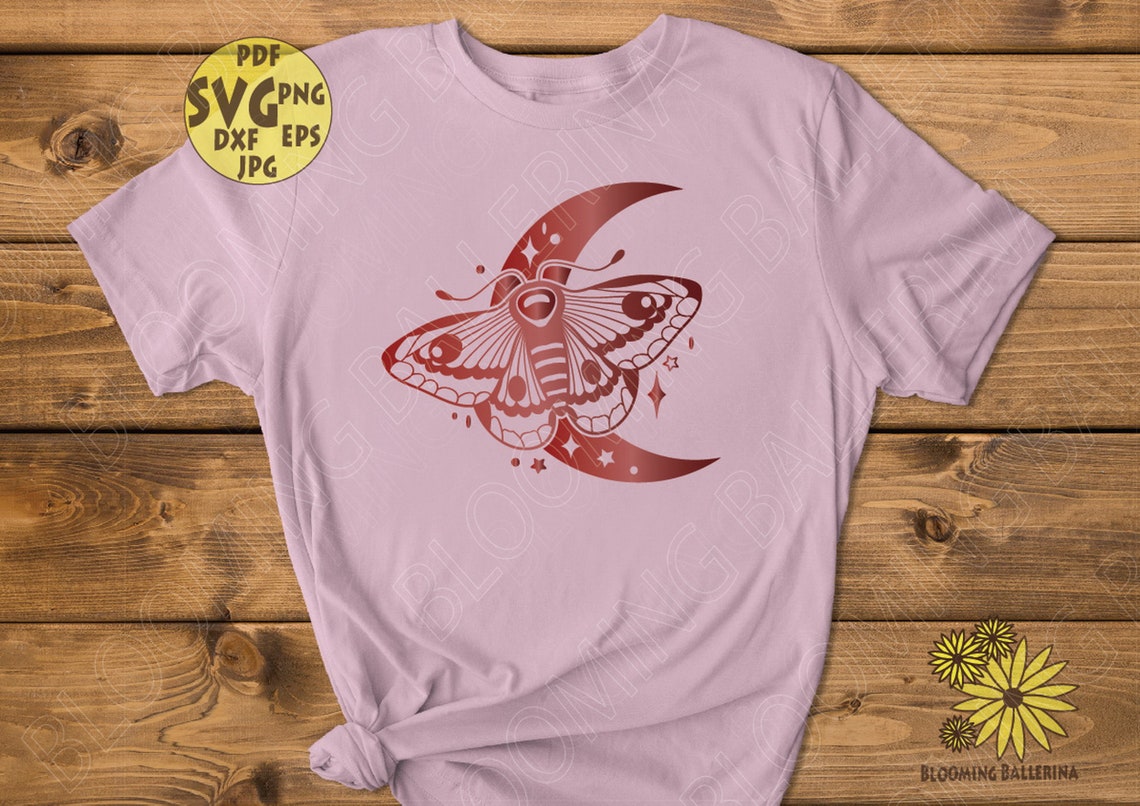 Magic Artwork With Moon and Moth Svg File Celestial Svg - Etsy