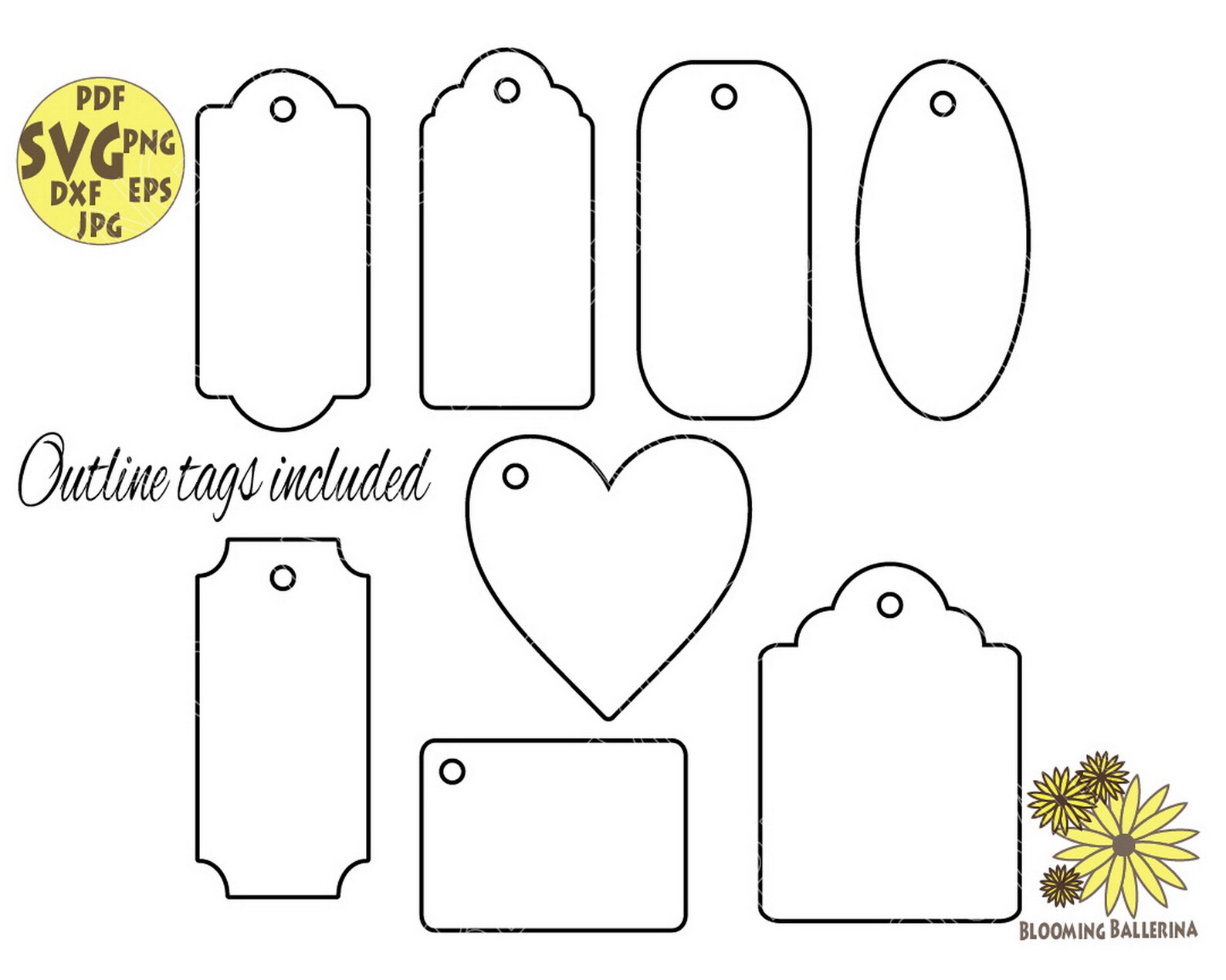 Flower Bundle Tags With Roses Svg File Gift Tags Svg Tags - Etsy