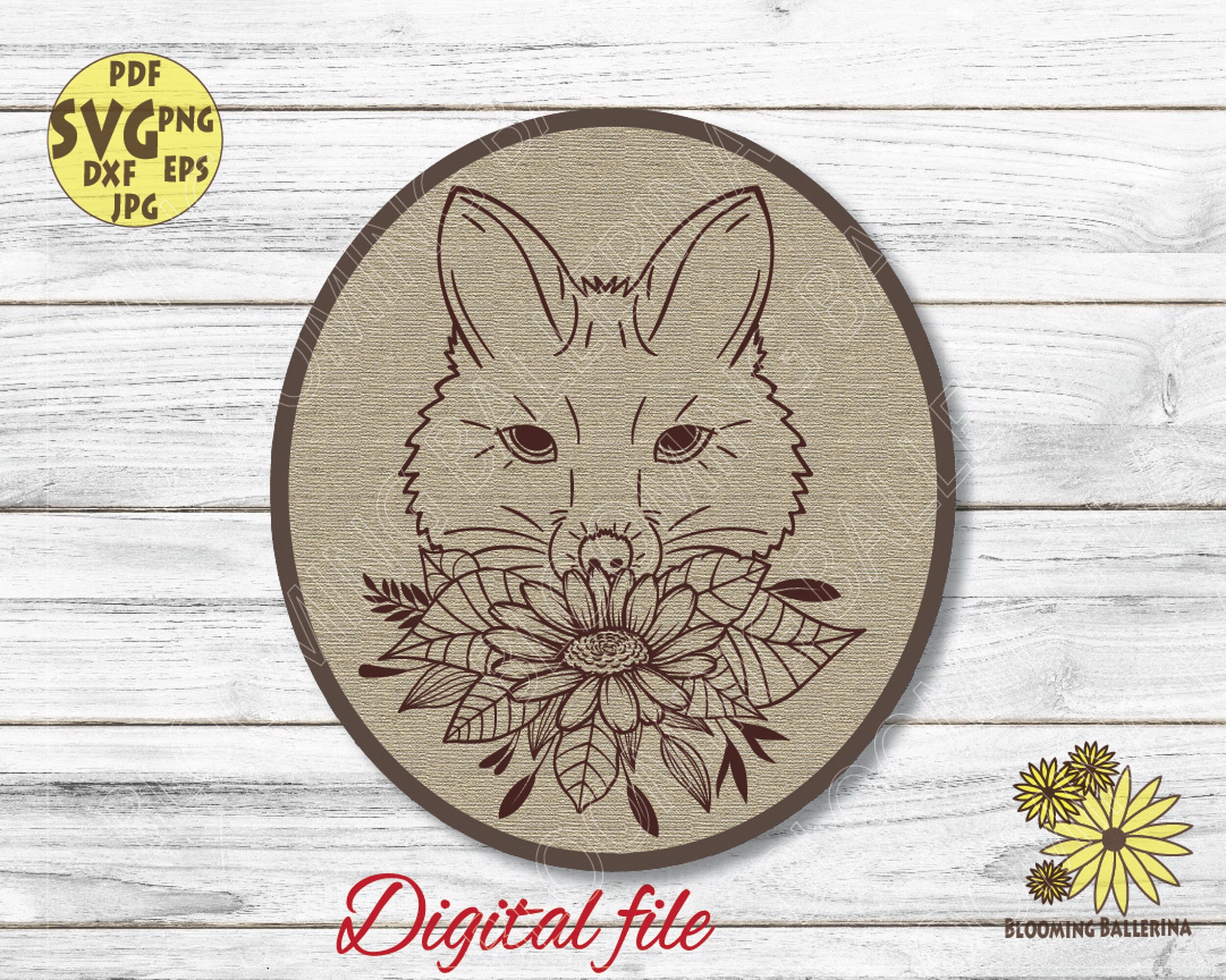 Flower Fox Svg Floral Fox Svg Fox Clipart Woodland Animals | Etsy