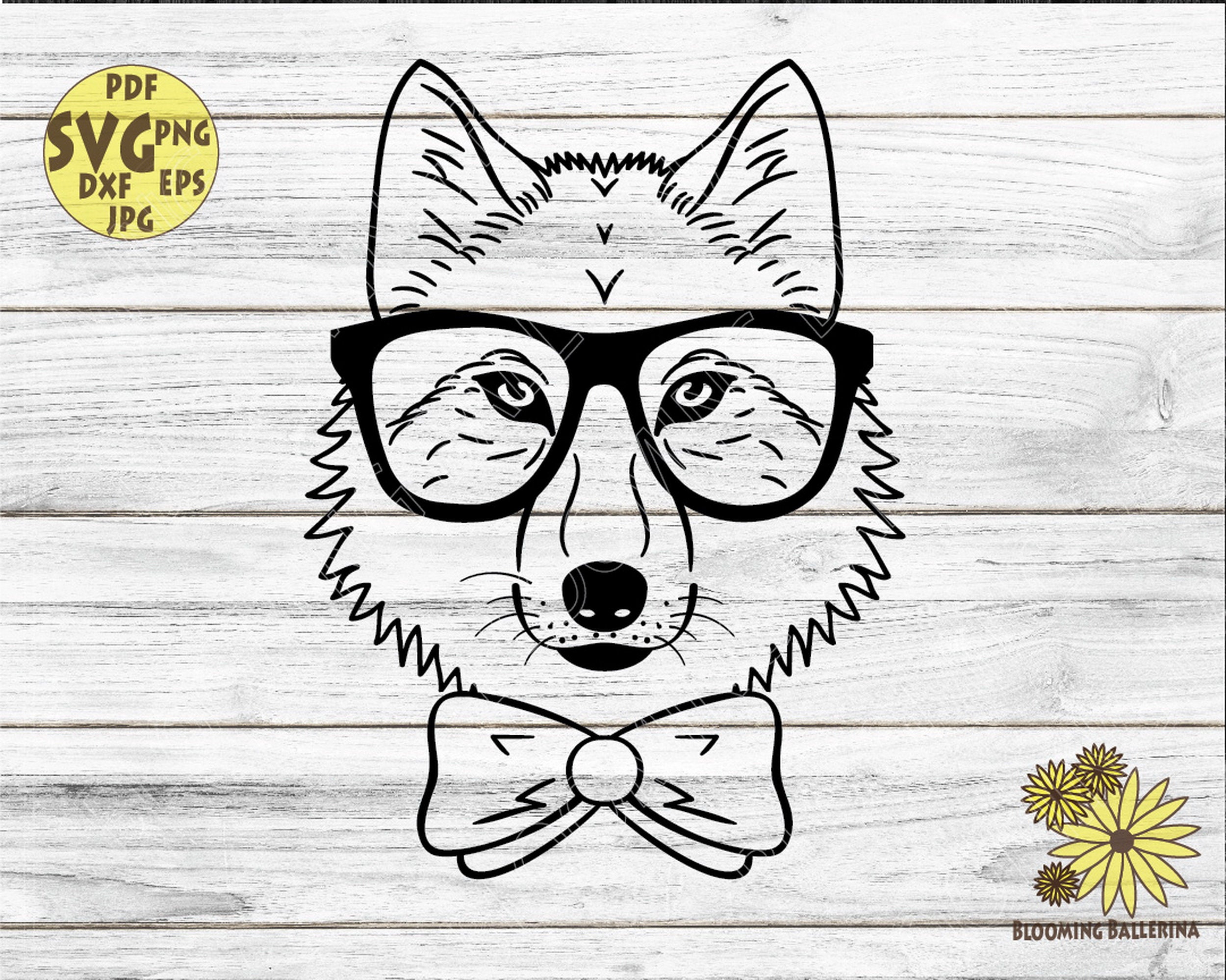 Wolf Svg 2 Wolves Svg Wolf With Glasses Bowtie Svg Woodland - Etsy