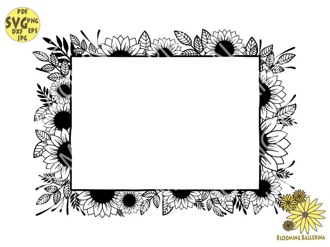 Bundle Rectangular Floral Frame Svg Sunflowers Svg Floral - Etsy
