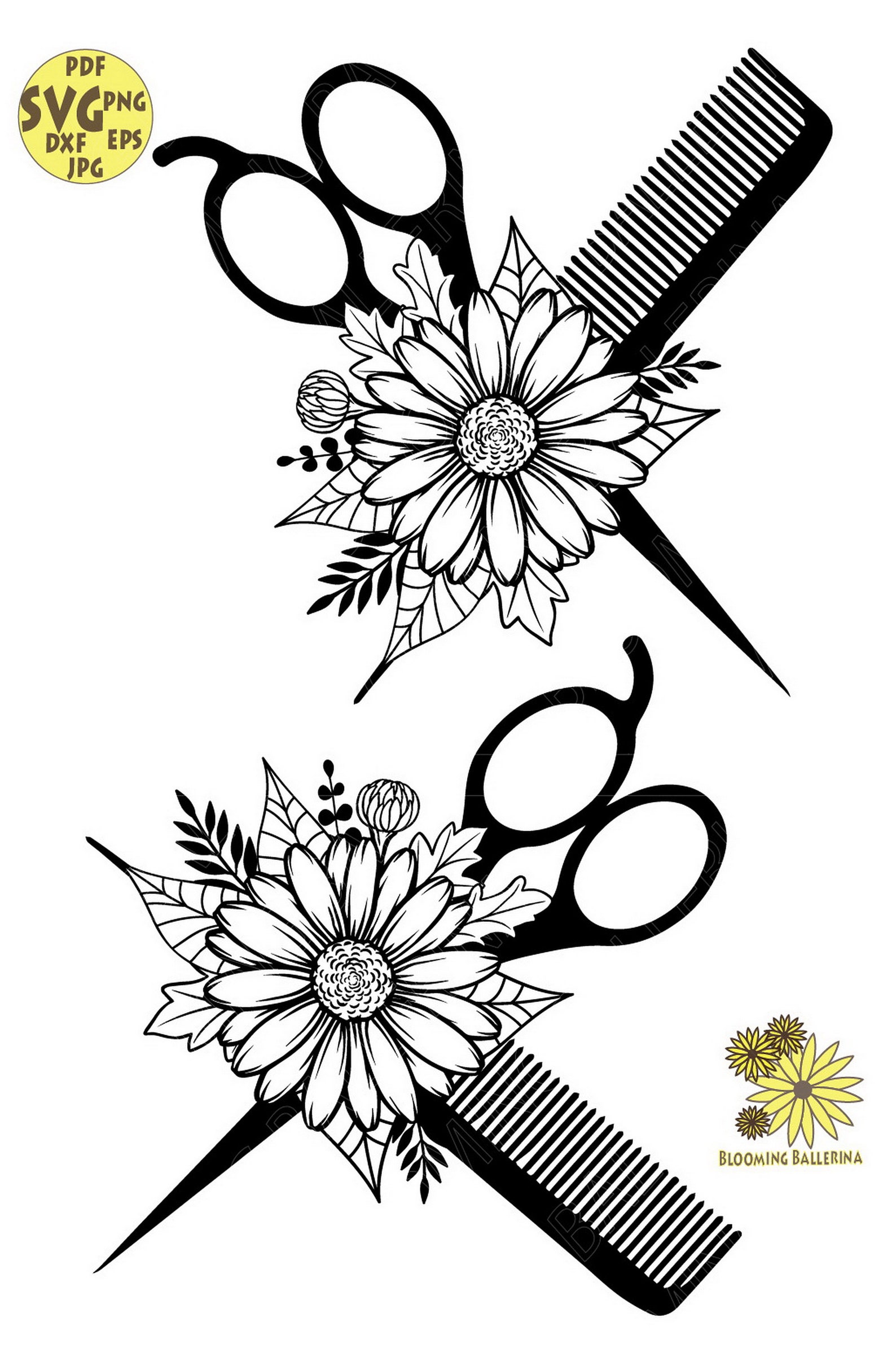 Haircut Scissor Svg Scissor Svg Floral Svg Daisy Svg - Etsy