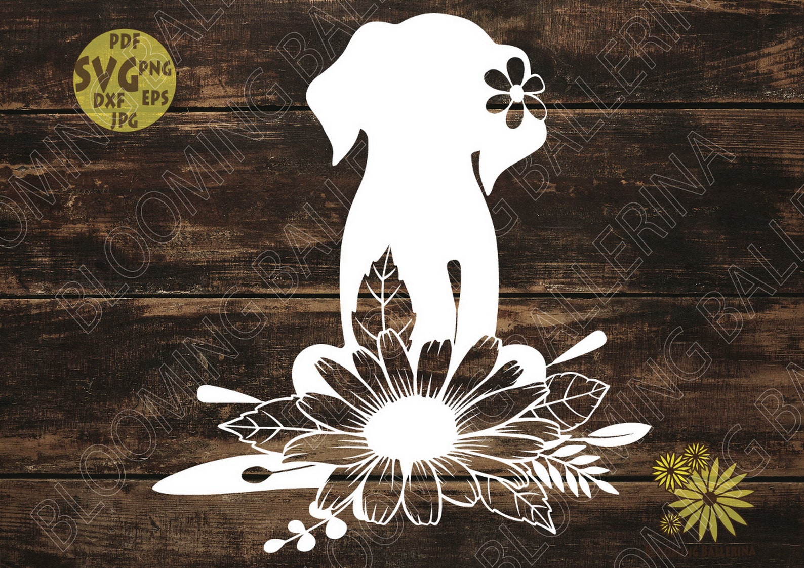 Flower Dog Svg Flower Dog Silhouette Daisy Svg File Floral - Etsy