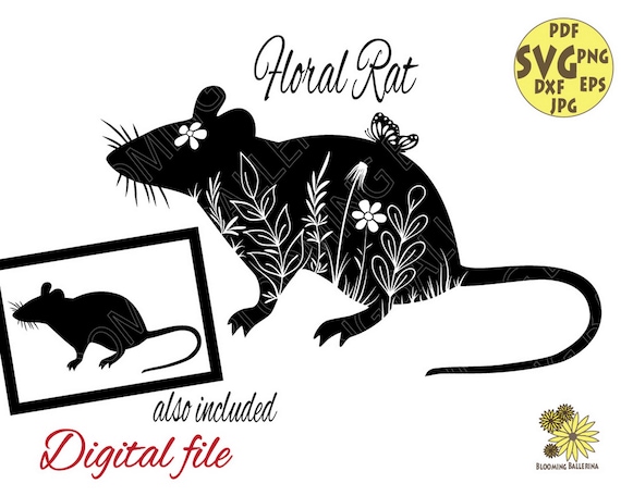 Rat With Plants and Leaves Svg File Botanical Rat With - Etsy
