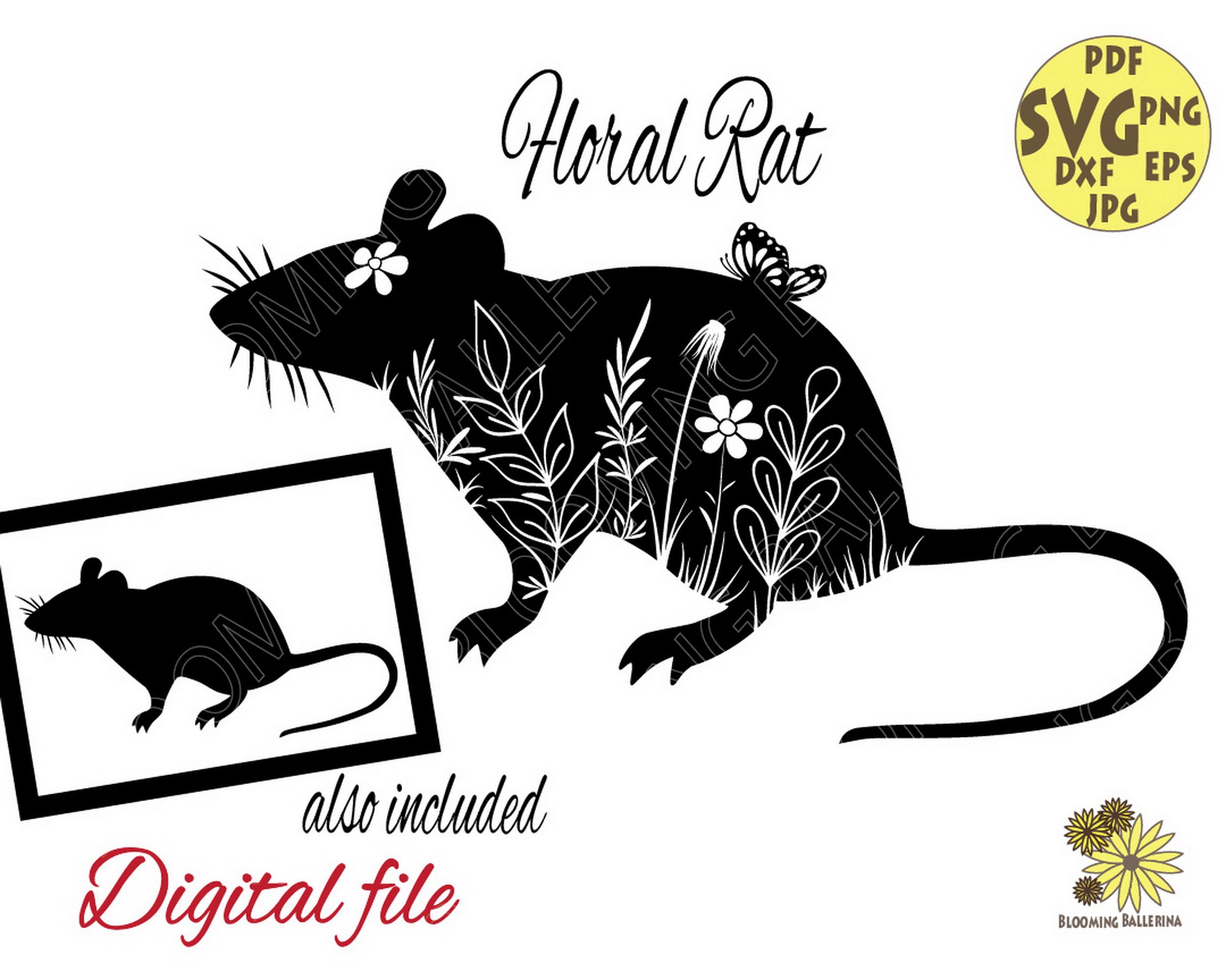 Rat With Plants and Leaves Svg File Botanical Rat With - Etsy