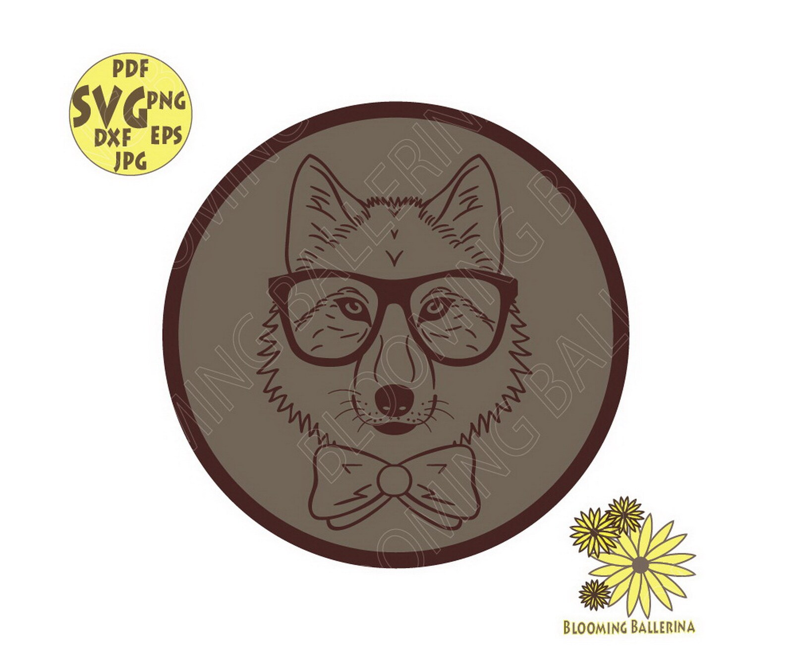 Wolf Svg 2 Wolves Svg Wolf With Glasses Bowtie Svg Woodland - Etsy