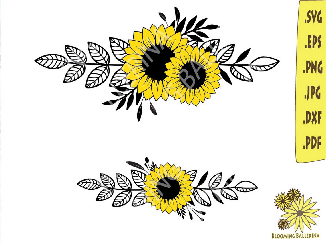 Sunflower Svg Dividers Svg Floral Svg Botanical Svg Border - Etsy