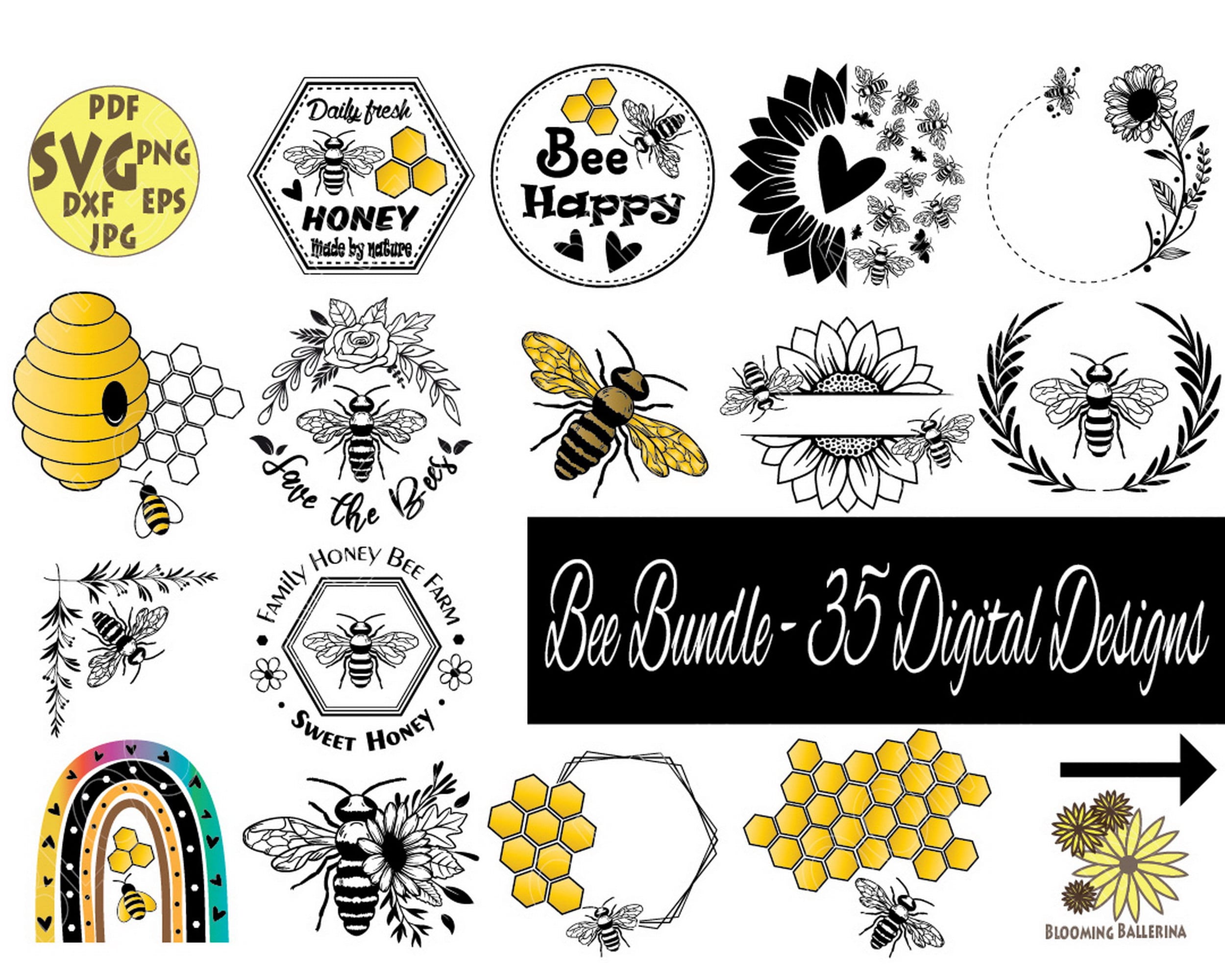 Flower Bee Svg Bundle Bees Honey Sunflower Svg Honeybee SVG - Etsy