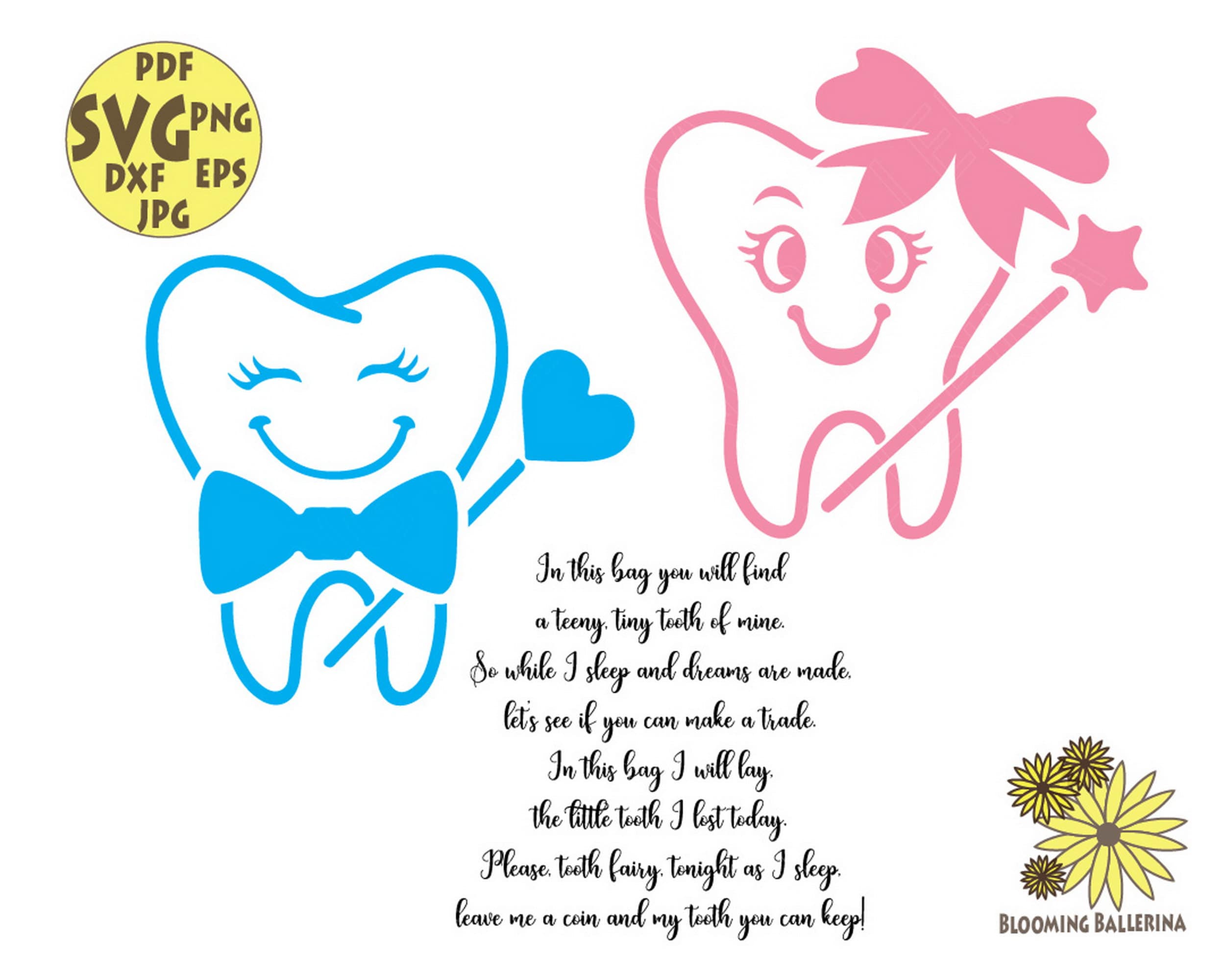 Girl and Boy Tooth Svg Tooth Fairy Bag SVG Tooth SVG File - Etsy Australia