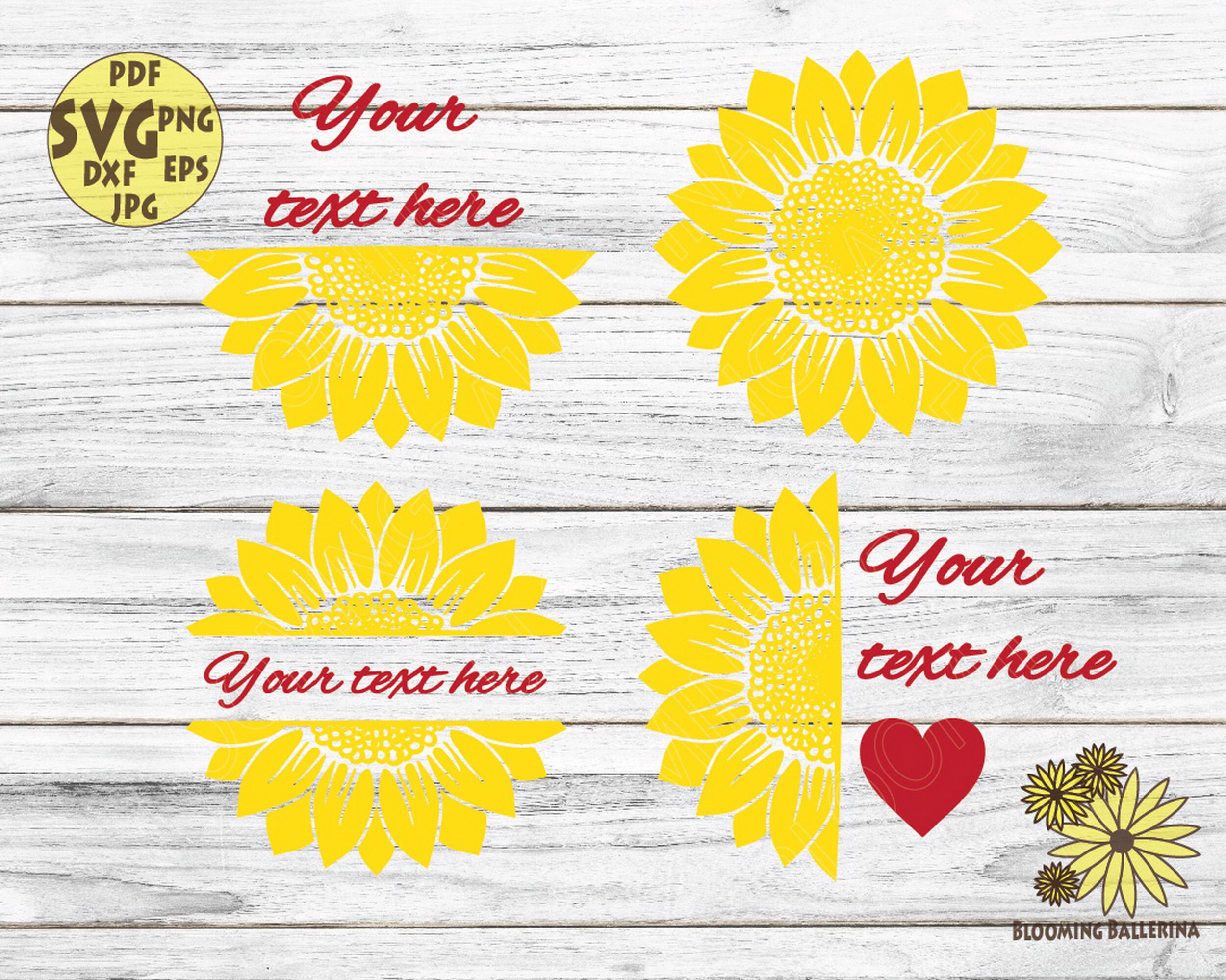 Sunflower Monogram Svg Floral Svg Split Monogram Svg | Etsy