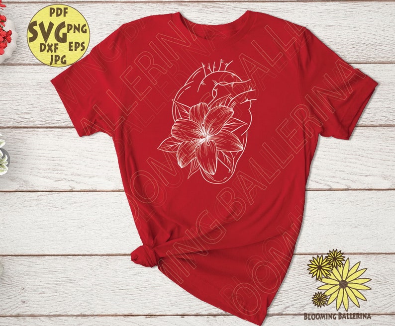 Realistic Heart With Lily Flower Svg Floral Anatomical Heart - Etsy