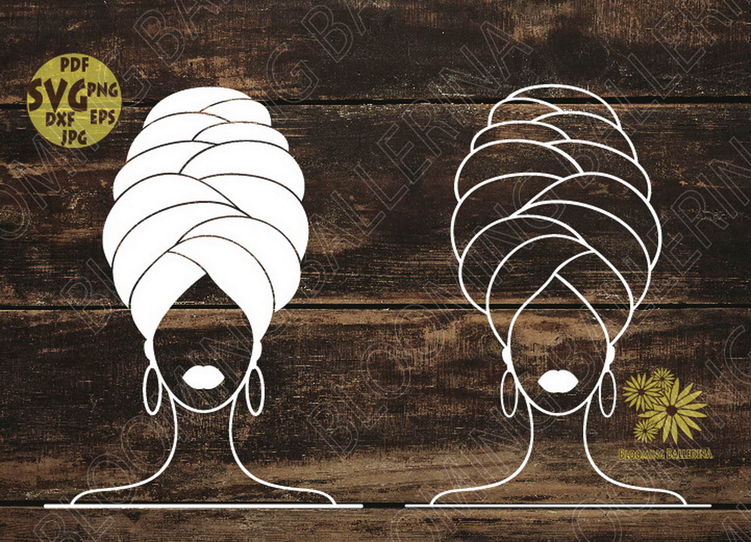 Black Woman Head Wrap Svg File African American Svg Black | Etsy