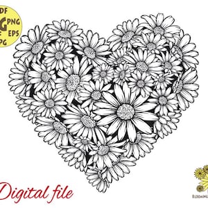 Floral Svg, Daisy Svg, Heart Svg, Daisies Svg, Spring Svg, Wedding ...