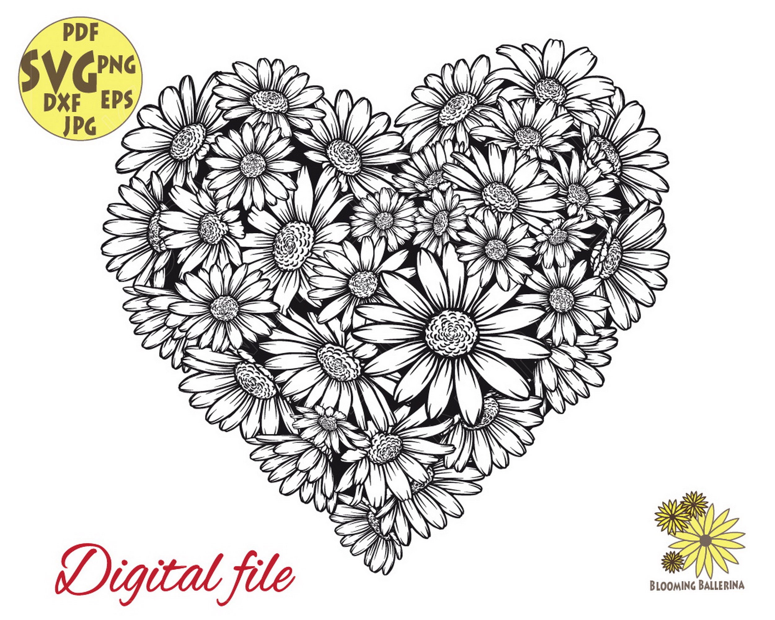 Floral Svg Daisy Svg Heart Svg Daisies Svg Spring Svg - Etsy UK