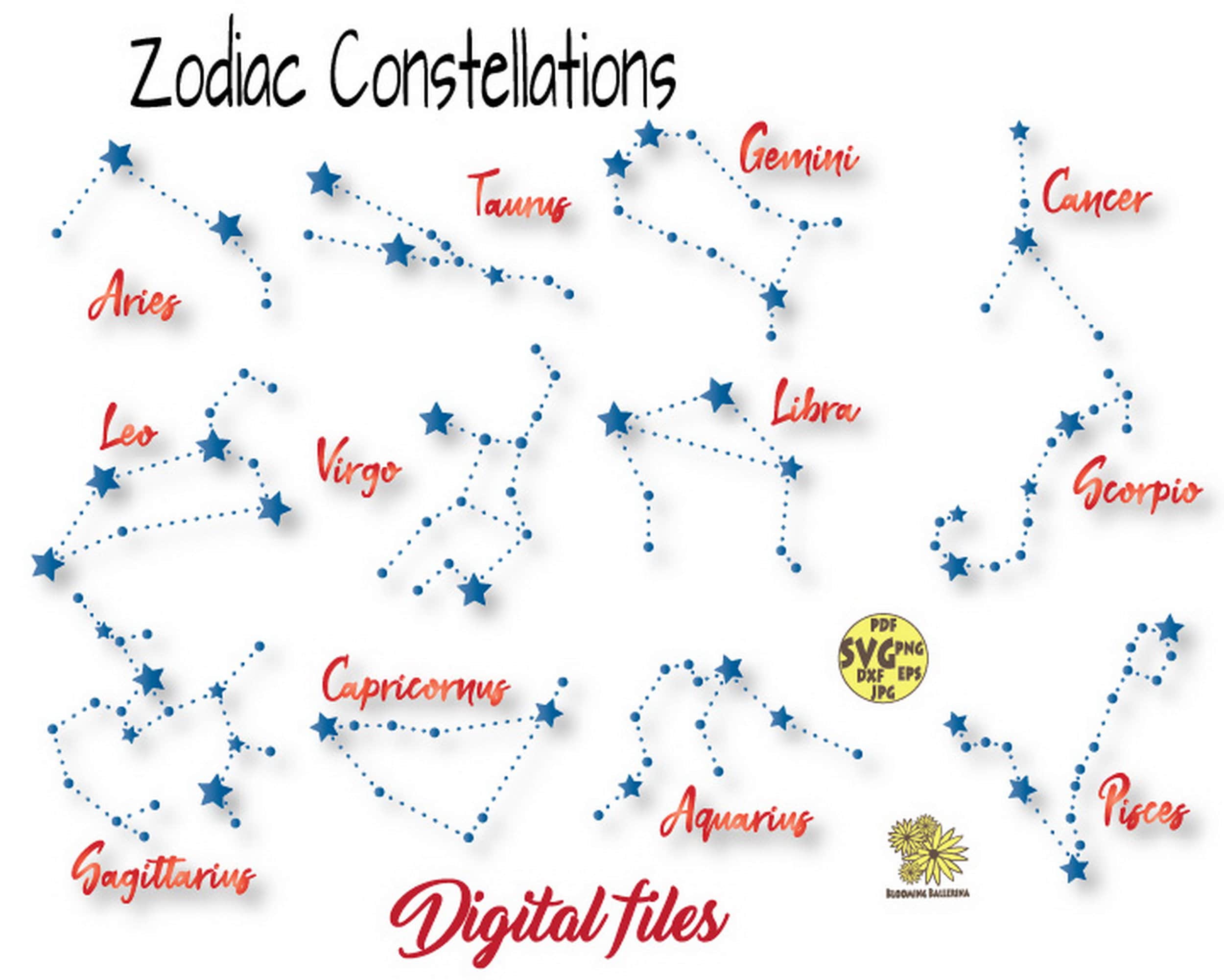 12 Zodiac Constellations Svg Zodiac Constellation Svg Zodiac - Etsy