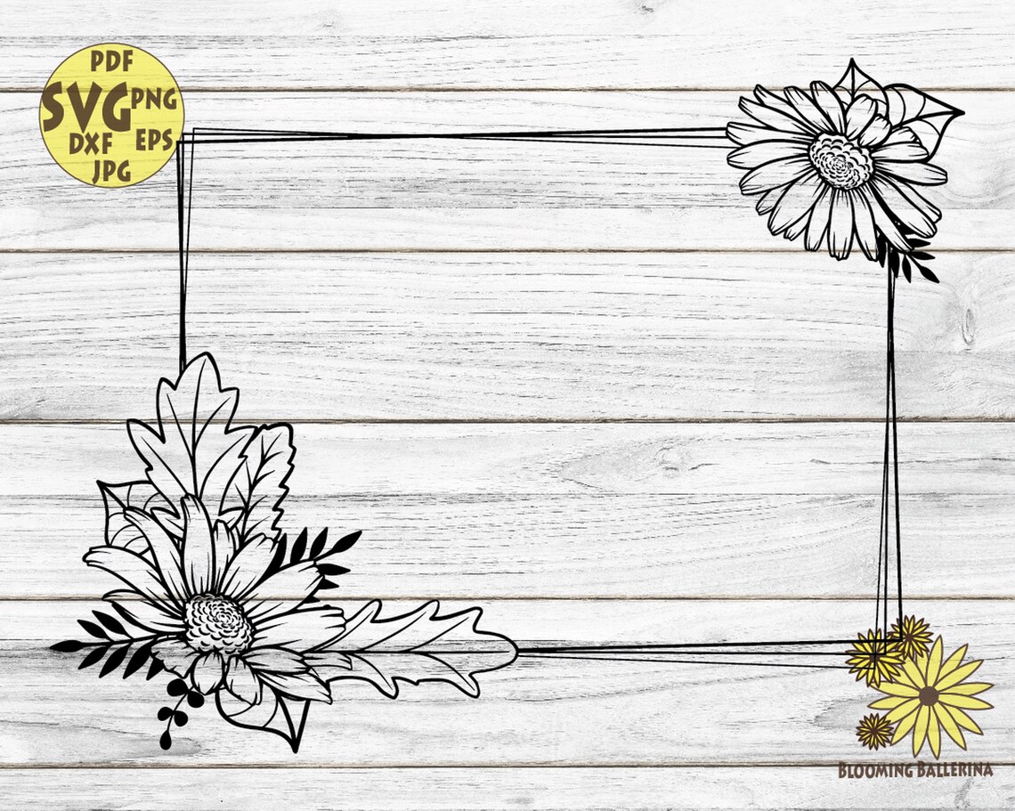Floral Borders Svg Floral Svg Daisy Svg Rectangular Frame - Etsy