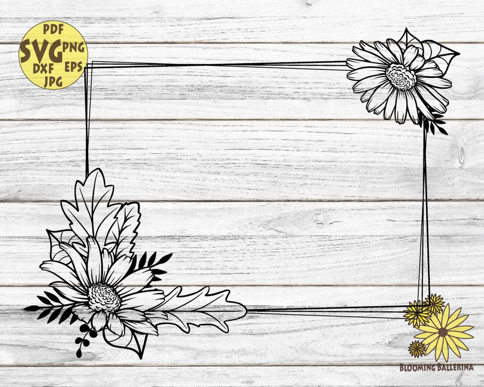Floral Borders Svg Floral Svg Daisy Svg Rectangular Frame - Etsy