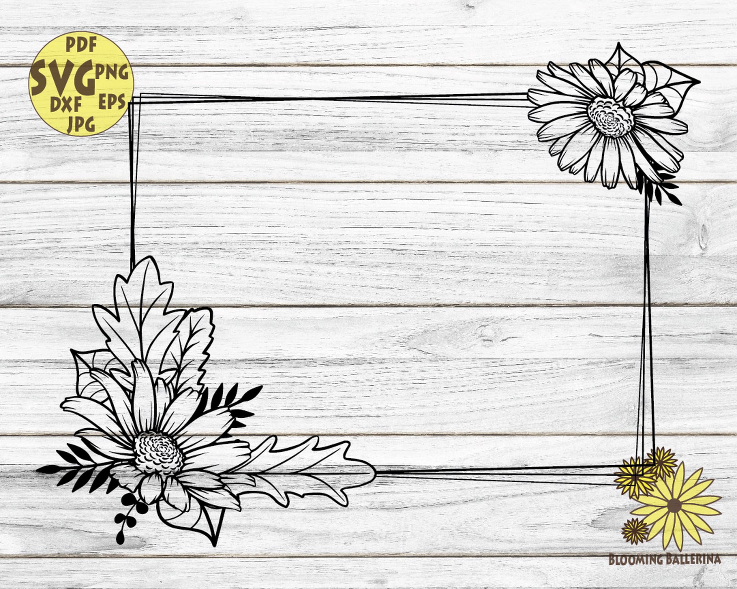 Floral Borders Svg Floral Svg Daisy Svg Rectangular Frame - Etsy