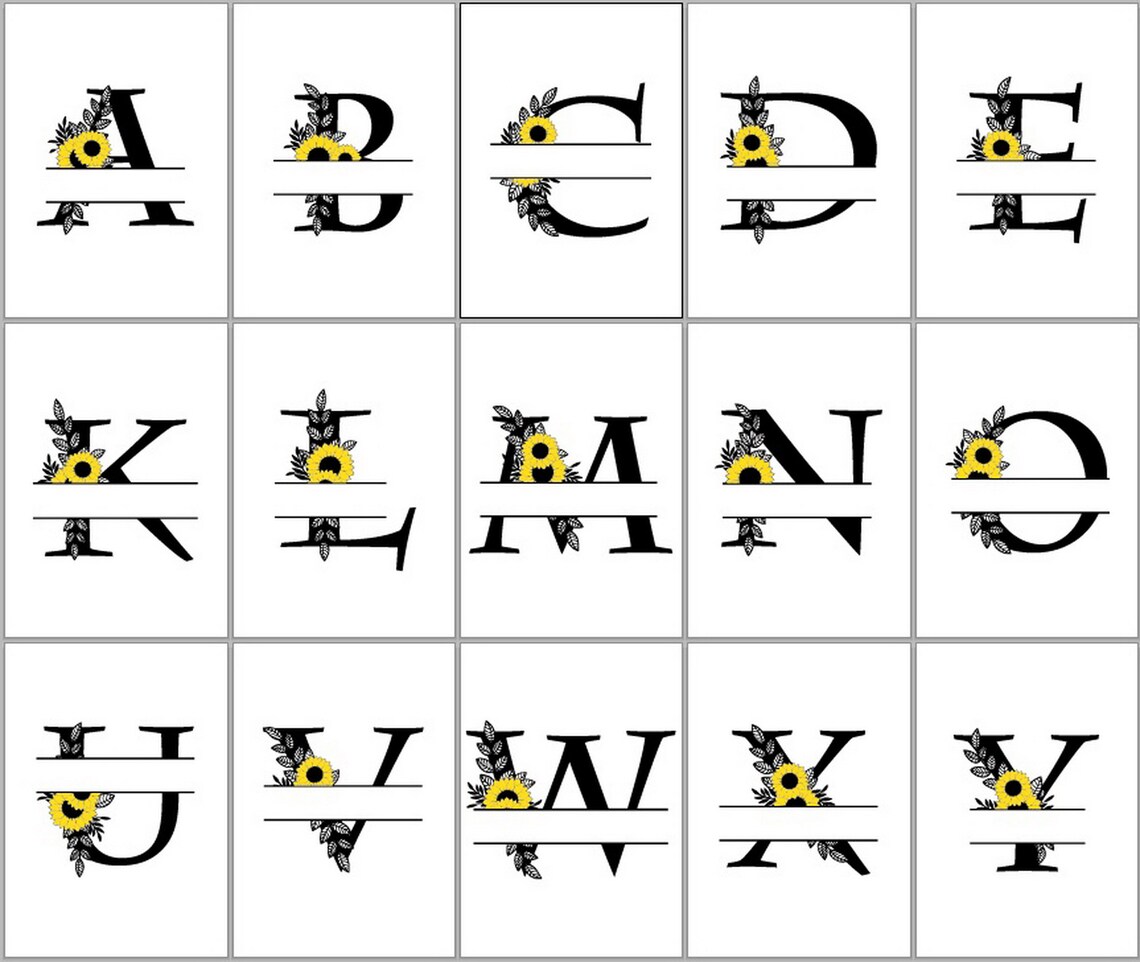 30 Sunflower Monogram Letters SVG Floral Alphabet Svg Flower - Etsy