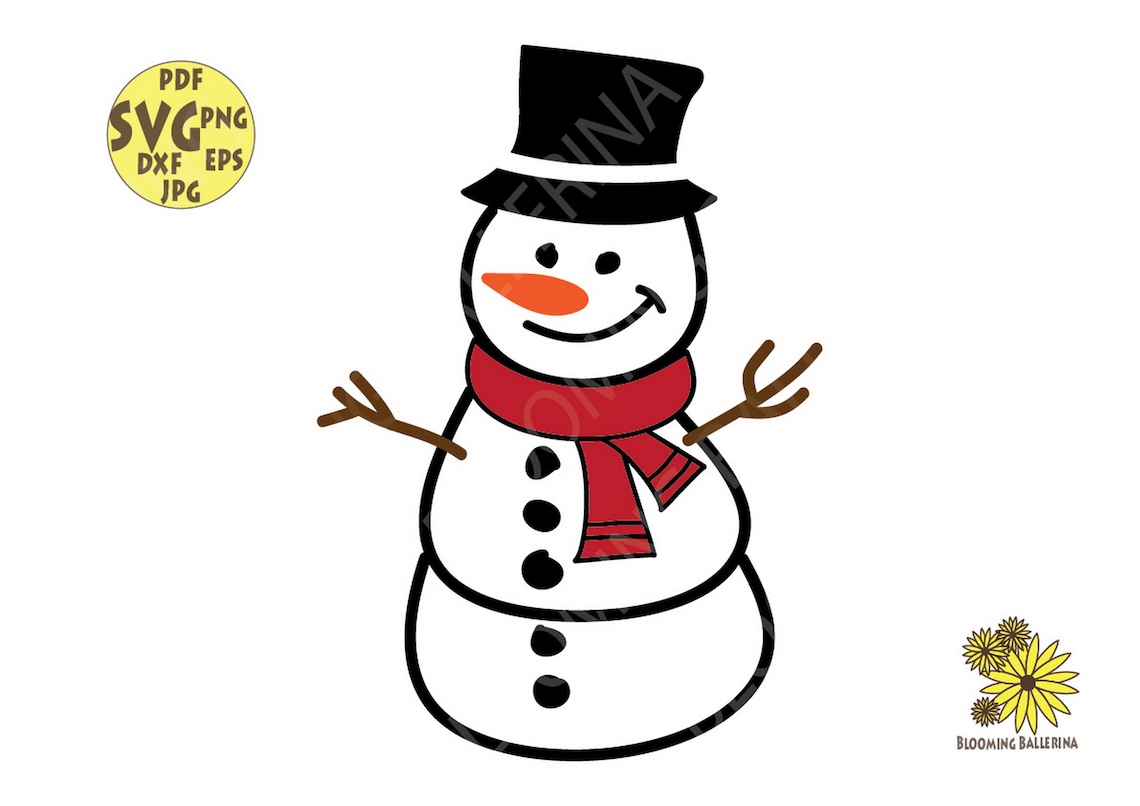 Snowman Svg, Christmas Snowman Svg, Hand Drawn Snowman SVG, Christmas ...