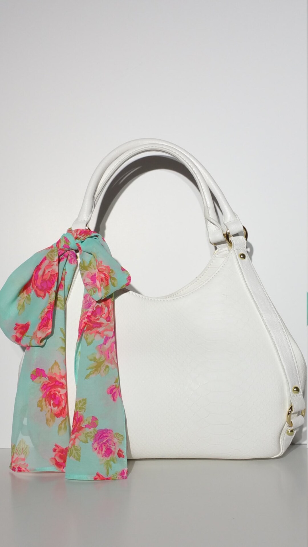 Handbag Scarf: Neon Pink & Red Roses Teal Chiffon Handbag Scarf - Etsy