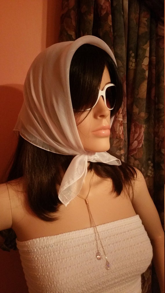 Head Scarf: Chiffon White Blue Summer Scarves | Etsy