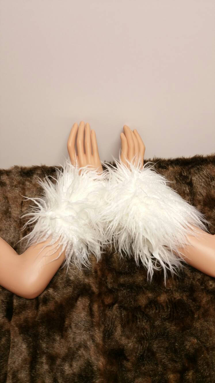 Faux Fur Arm Warmers: Foxy White, Shaggy White, Stripe Fur, Soft Faux ...