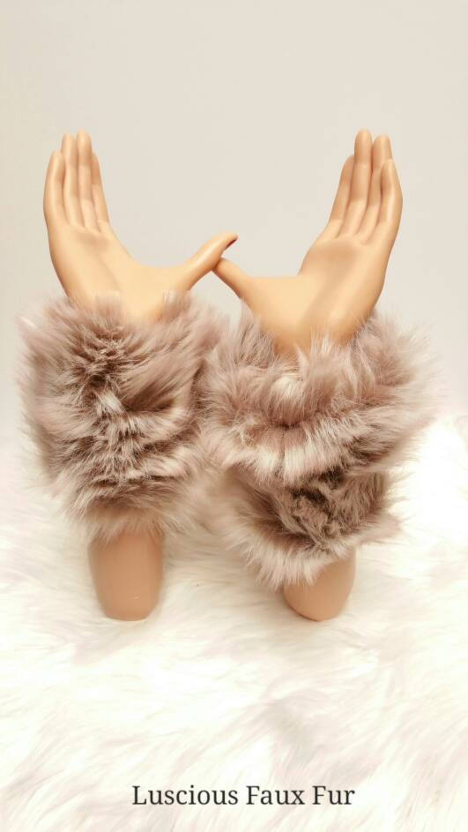 Faux Fur Arm Warmers: Fluffy Luscious Pink Tip Arm Warmers, off White ...