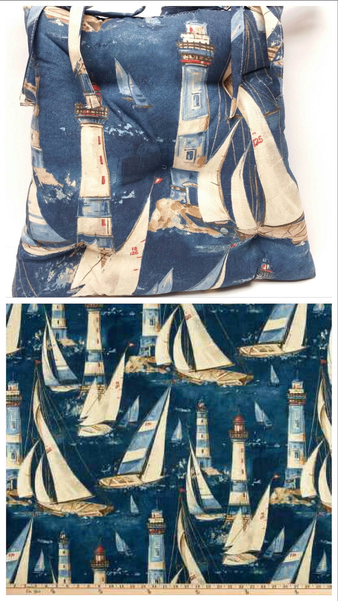 Seaside Seat Cushions: Boats, Sails, Shells, Compass, Sailor, Marine ...