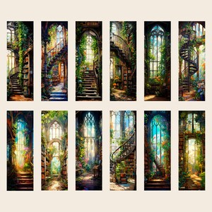 Floral Library Printable Bookmarks Set, Vintage Library Bookmark Design ...