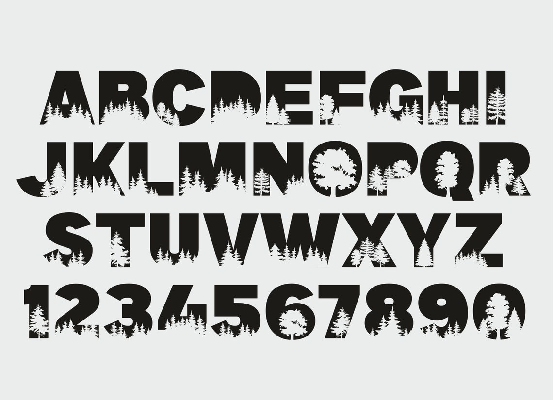 Forest Svg Font Forest Alphabet Adventure Alphabet Tree - Etsy