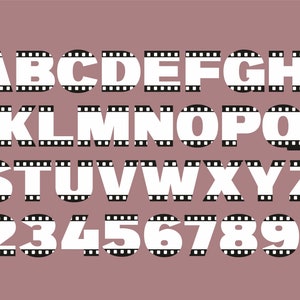 Film Strip Font, Film Strip Svg, Movie Svg, Cinema Svg, Vintage Font ...