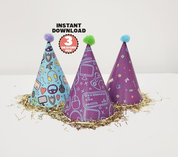 Printable Gaming Party Hat Gamer Theme Party Decor Video - Etsy