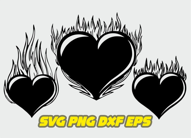 Fire Heart Svg Heart in Fire Png Fire Svg Flame Heart Png - Etsy