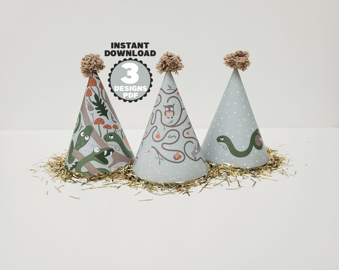 Printable Snake Party Hat, Snake Theme Party Decor, Wild Animals ...