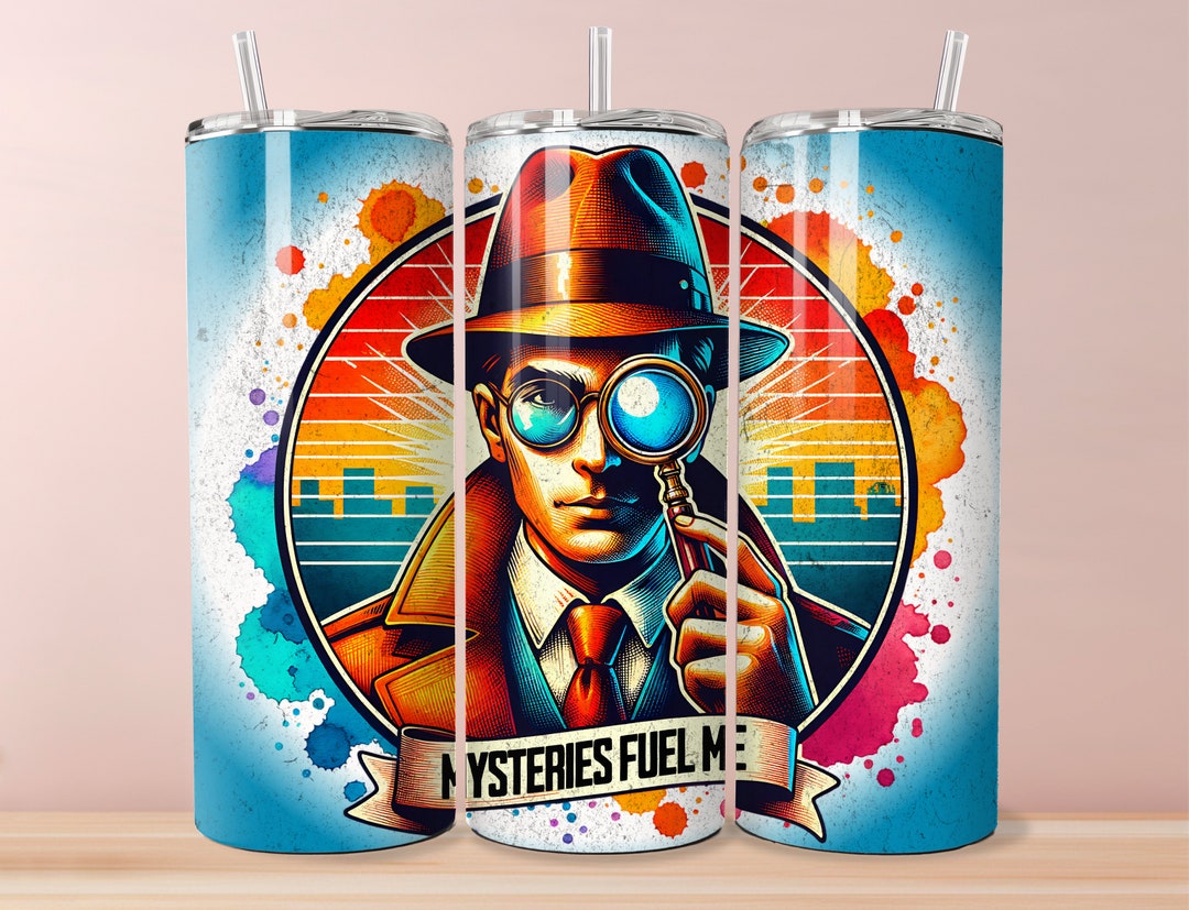Detective Tumbler Wrap Png, Retro Investigator 20 Oz Skinny Tumbler ...