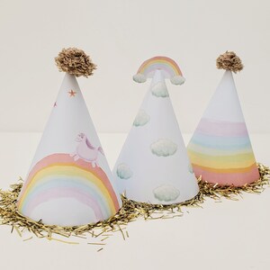 Printable Rainbow Party Hat, Rainbow Theme Party Decor, Newborn Party ...