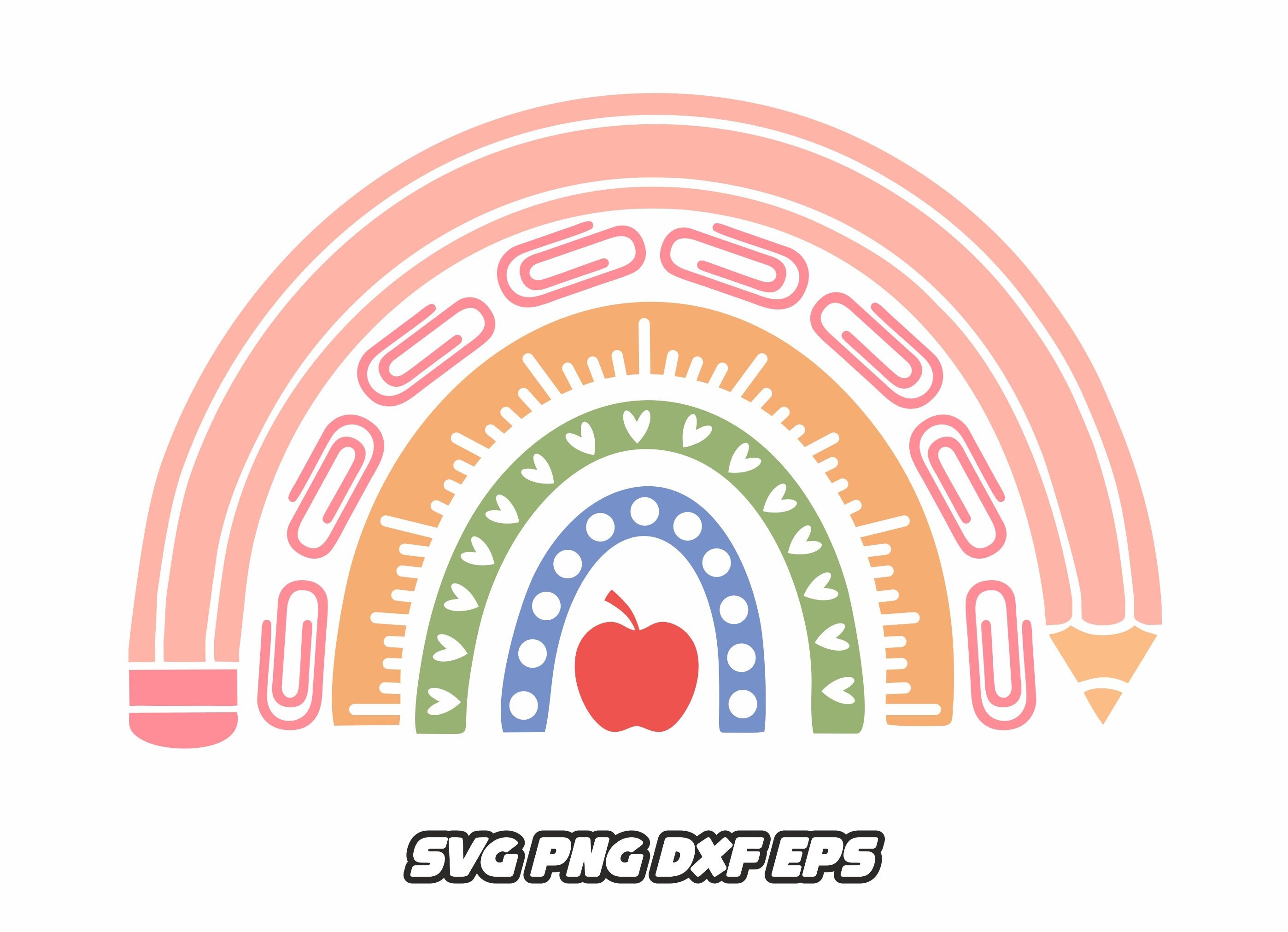 School Rainbow Svg, Teaching Svg, Teacher Svg, School Set Clipart ...