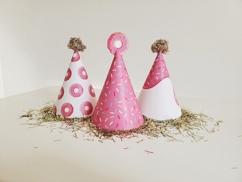 Printable Donut Party Hat Donut Party Decor Cute Birthday - Etsy