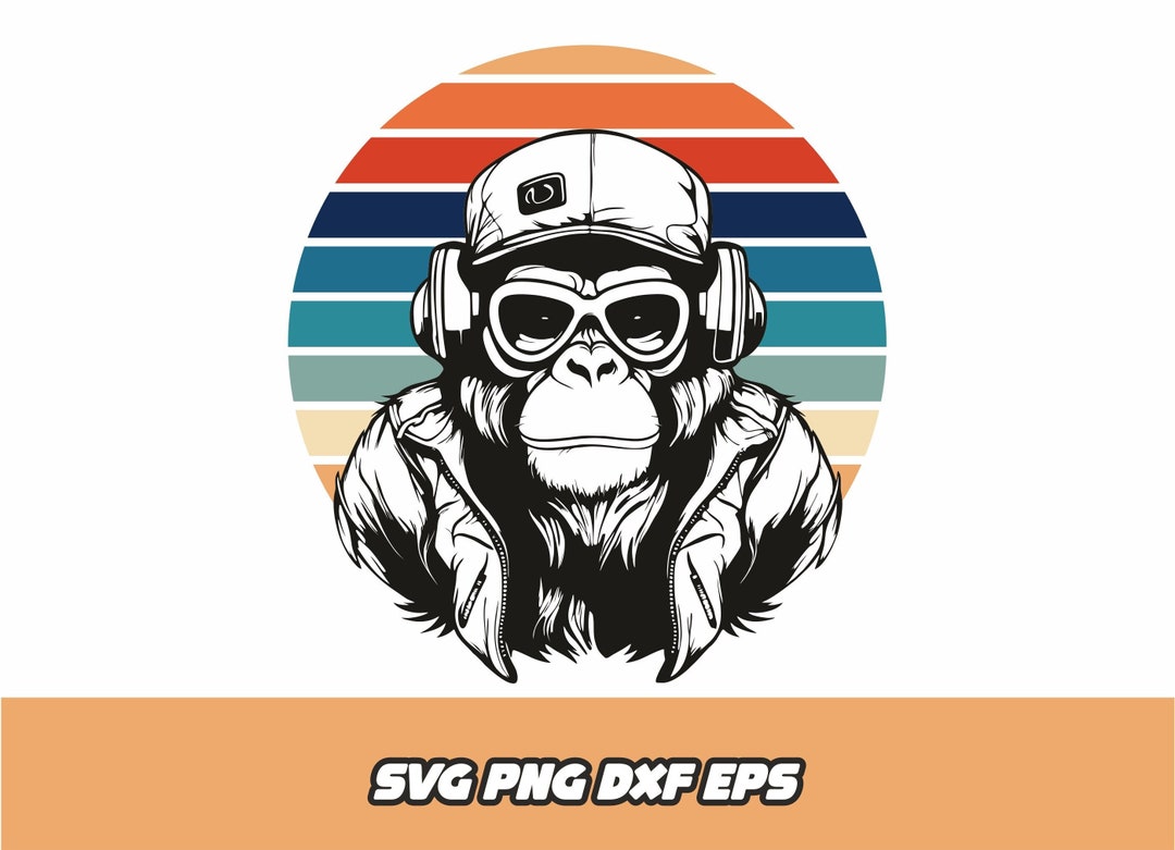 Cool Monkey Svg, Monkey in Sunglasses, Music Monkey Clipart, Cool Music ...